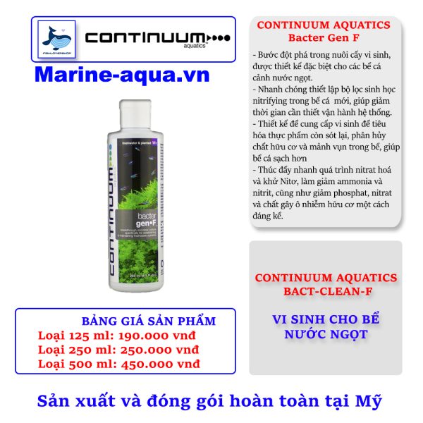 Bacter Clean M làm sạch và chống rêu tảo cho bể cá cảnh biển 250ml Continuum Aquatics - Marine Aqua