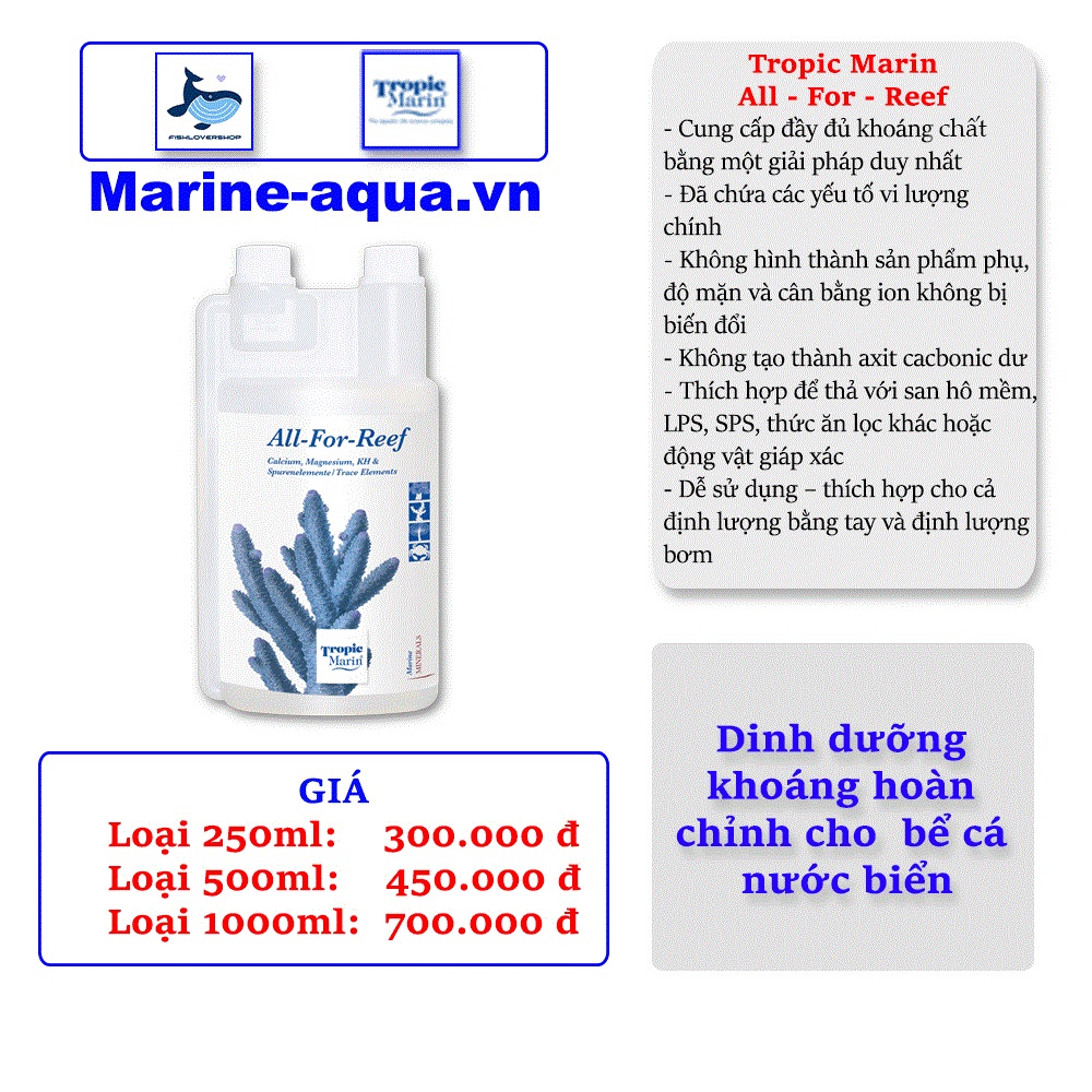 TROPIC MARIN ALL-FOR-REEF 250 ML – DINH DƯỠNG KHOÁNG CHO BỂ CÁ BIỂN ...